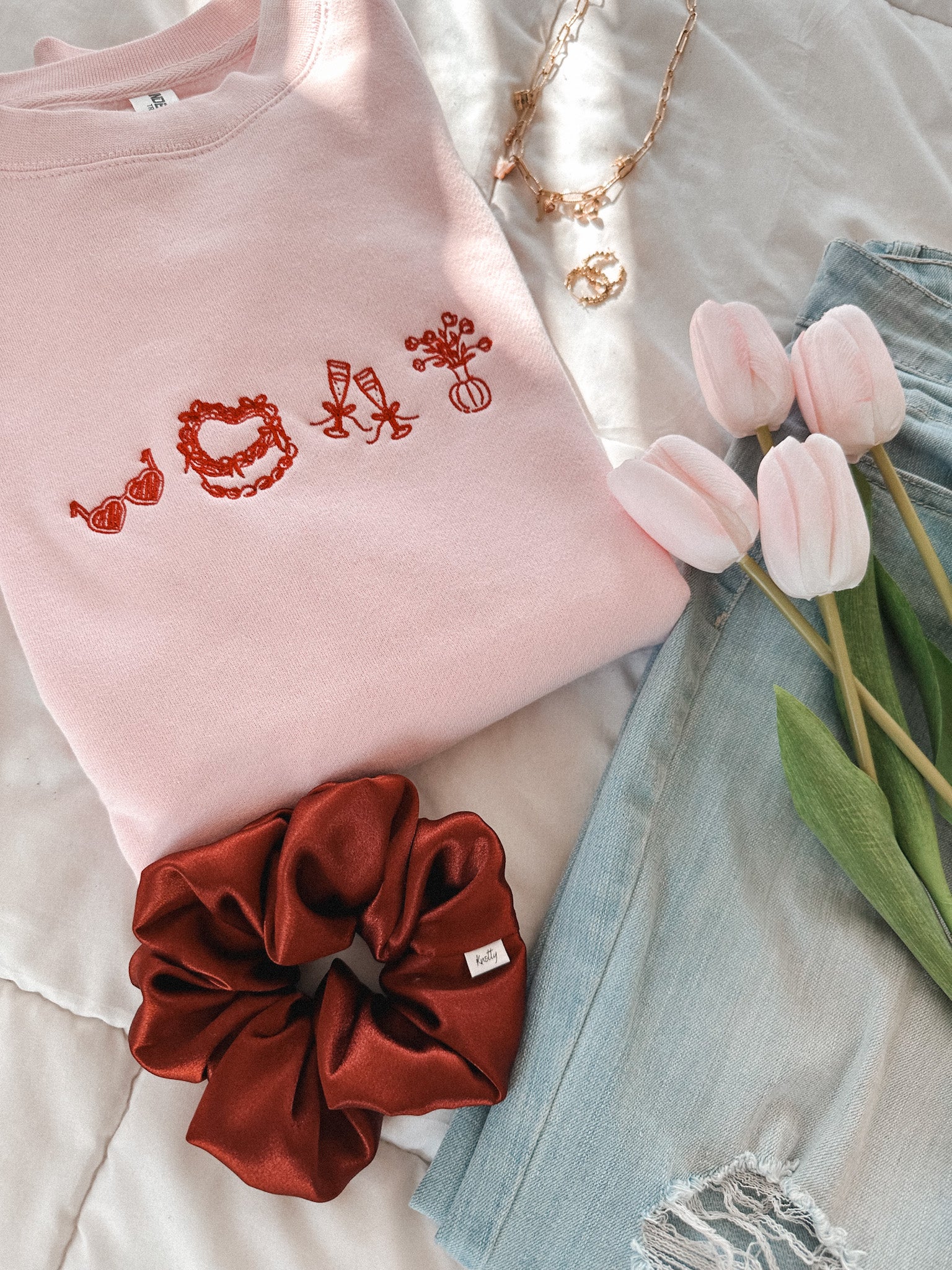 Whimsical Love Embroidered Sweatshirt – Knotty But Sweet
